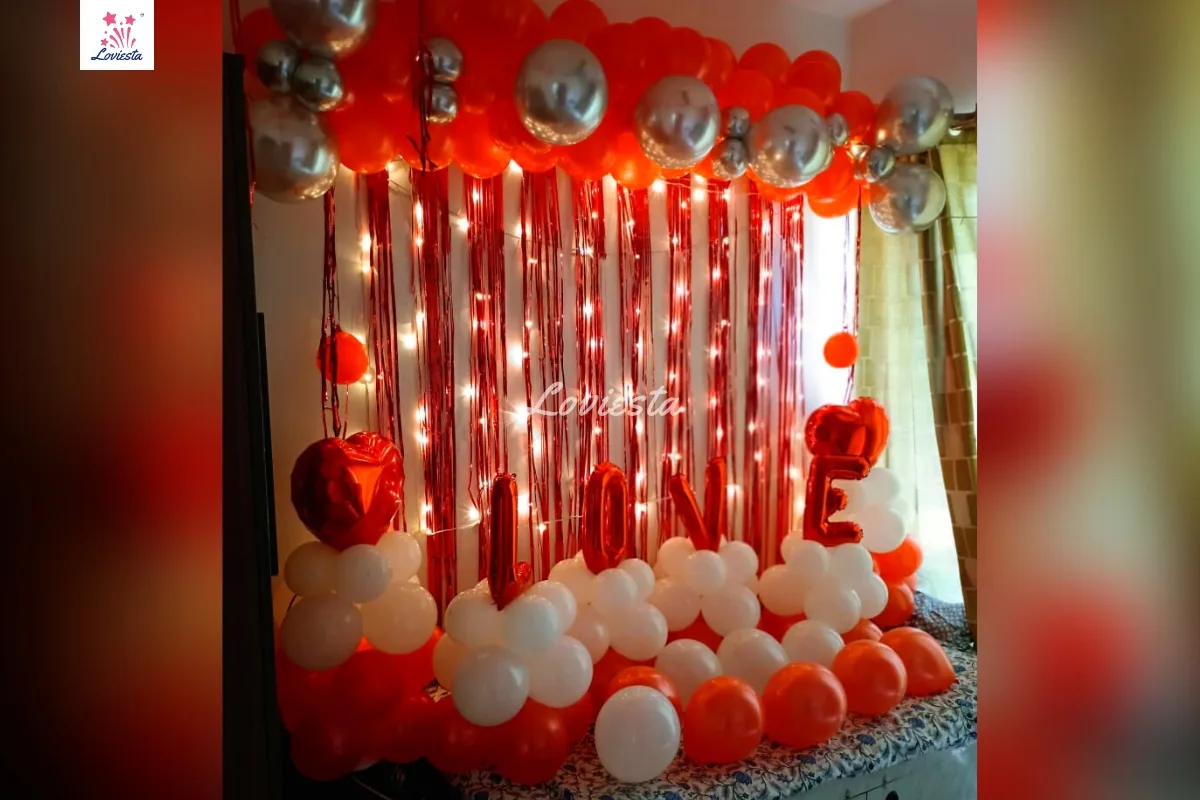 Love Theme Balloon Wall Decoration At Home In 2499 Rs